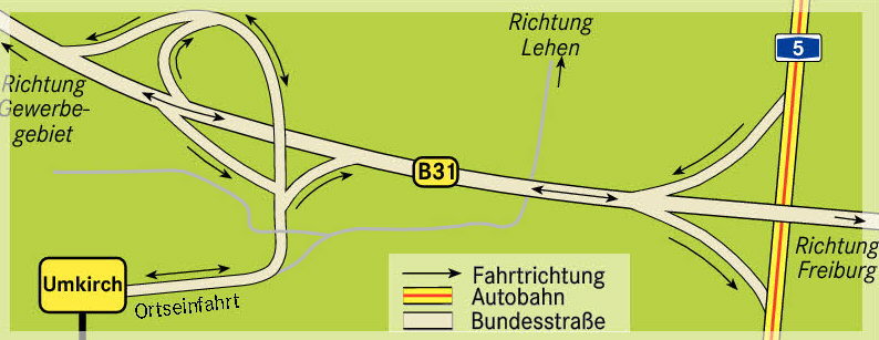 FreiburgB31.de: Bundesstrasse B31 West in Umkirch bei Freiburg